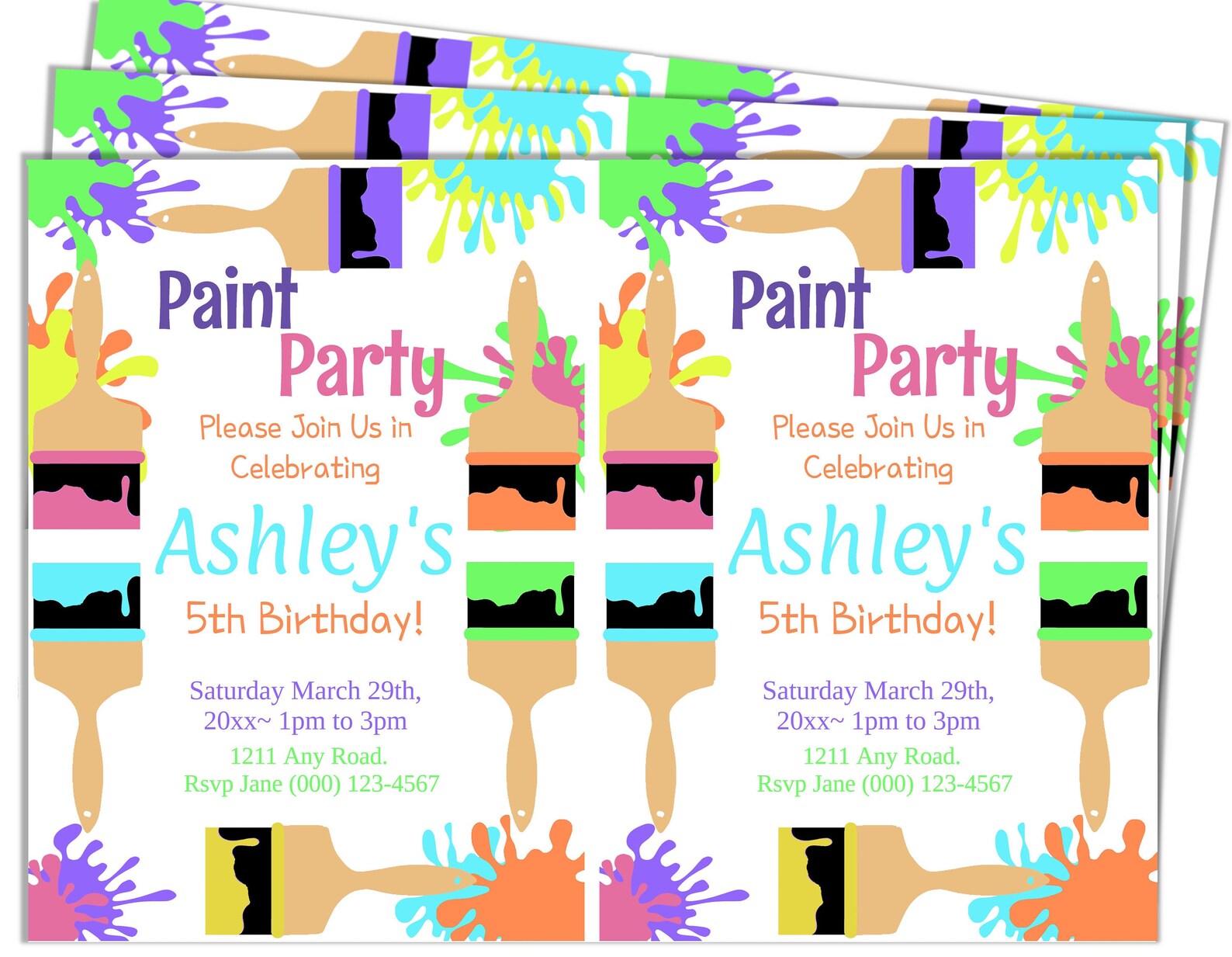 Paint Party Invitation Editable Birthday Invite Art Party - Etsy
