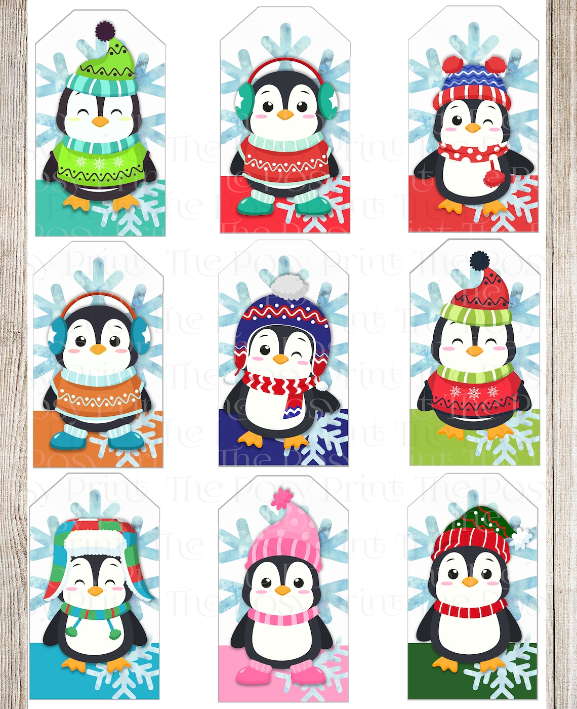 Penguin Tags Christmas Gift Tags Holiday Gift Tags Favor - Etsy