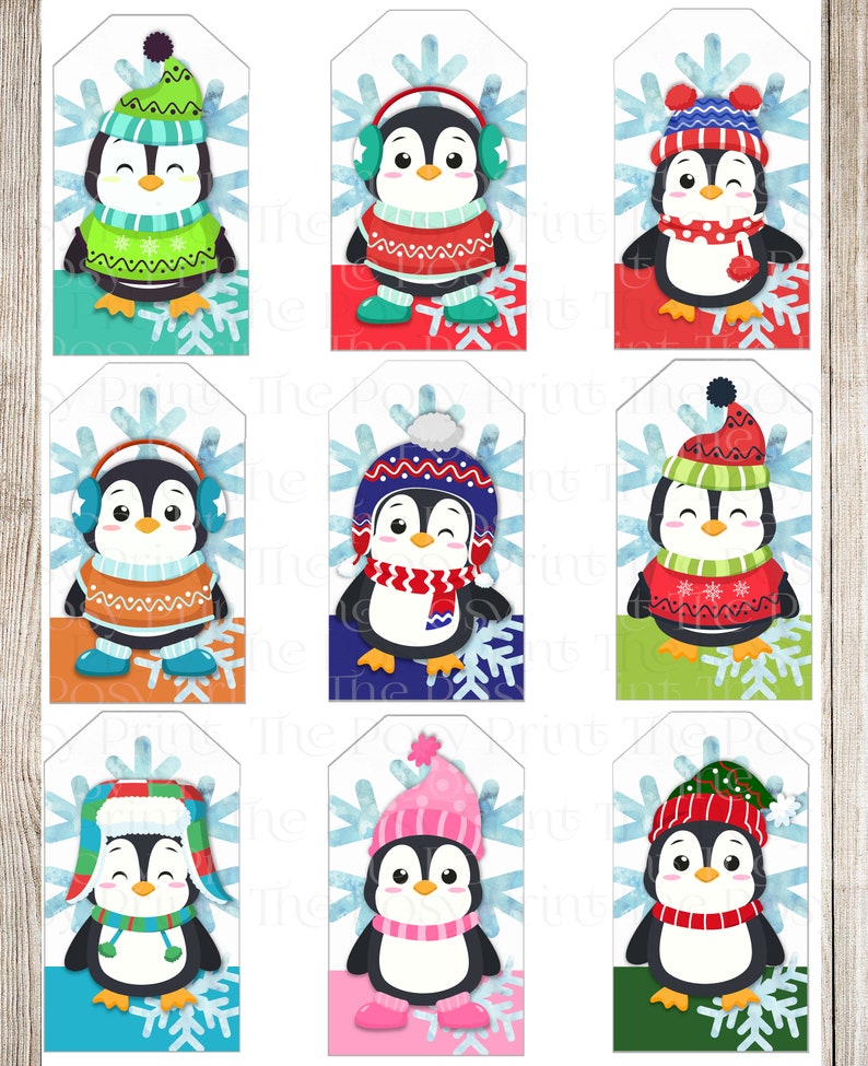 Penguin Tags Christmas Gift Tags Holiday Gift Tags Favor - Etsy