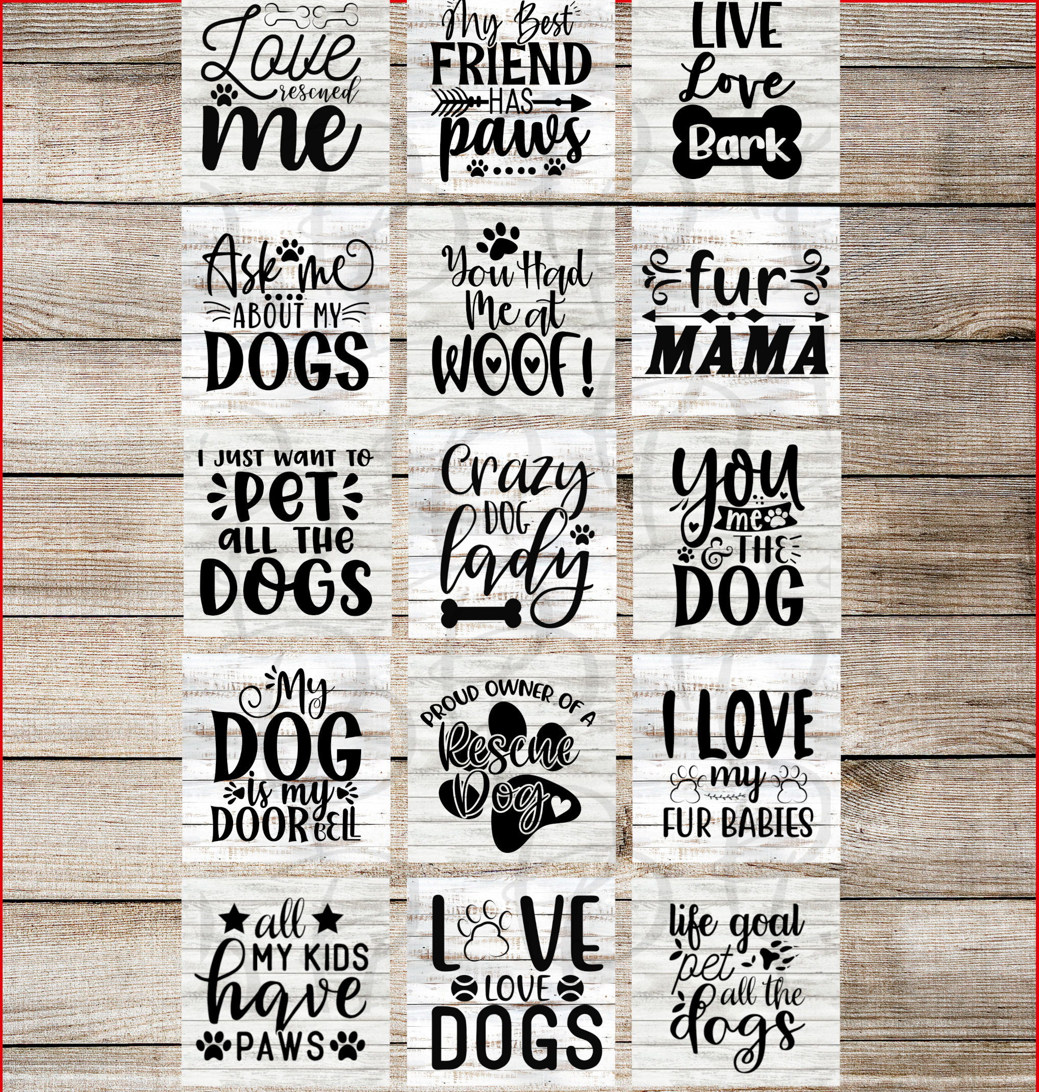 Dog Quotes Dog Sayings Digital Sheet 2 Inch 15 Digital | Etsy
