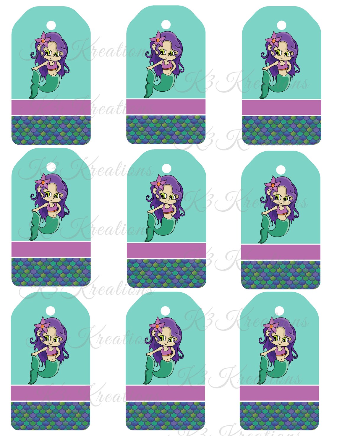 Mermaid Gift Tags Editable Birthday Party Thank You Tags - Etsy