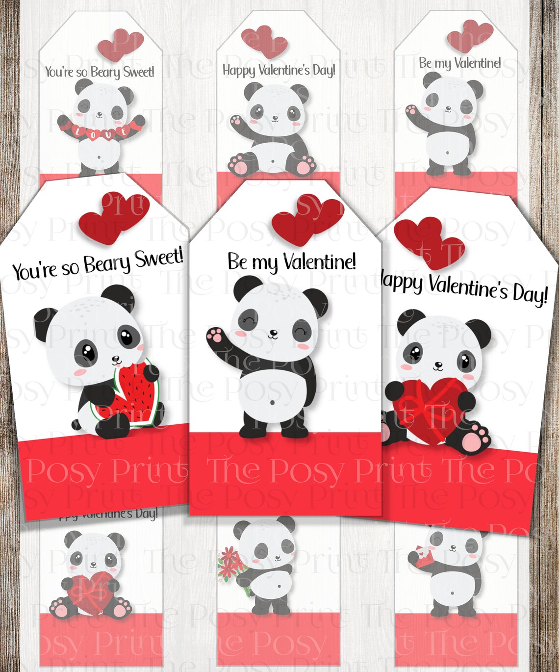 Editable Panda Bear Tags Valentine Panda Printable Panda - Etsy