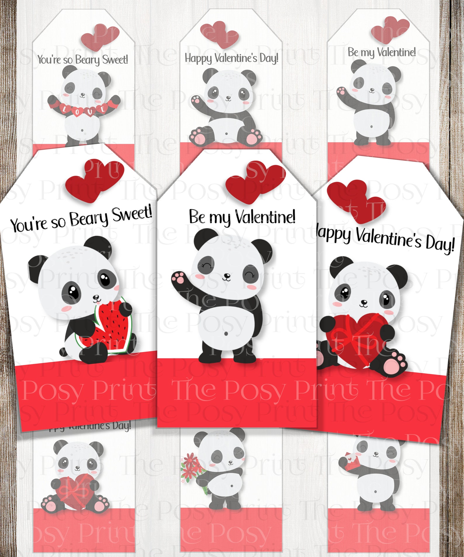 Editable Panda Bear Tags Valentine Panda Printable Panda - Etsy
