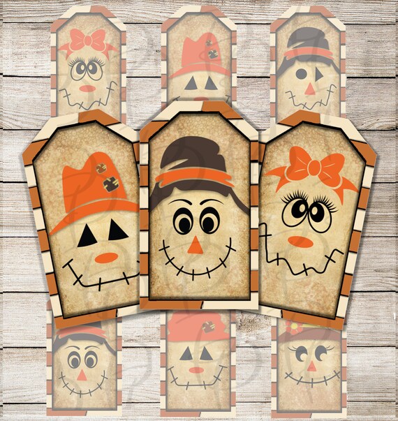 Scarecrow Tags Scarecrow Faces Vintage Look Autumn Tags - Etsy