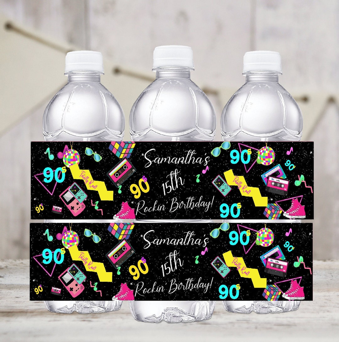 90's Invitation Water Bottle Labels, Back to the 90's, Any Age ...