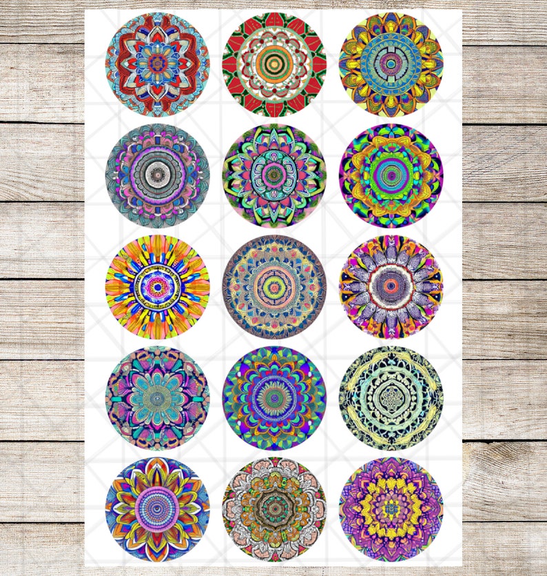 Colorful Mandala Mandala Collage Cabochon Images Instant - Etsy
