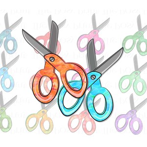 Scissors Clip Art, Watercolor PNG , 12 Scissors, 6 Inch, Printable Clip ...