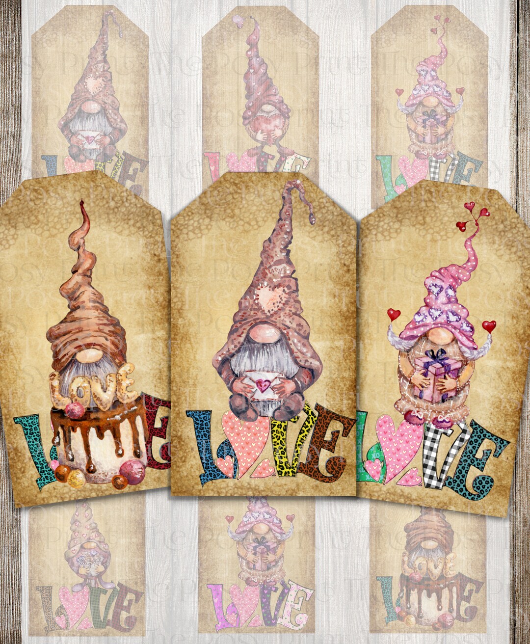 Valentine Gnome Tags, Love Tags, Printable Gnome Tags, Gnome Gift Tags ...