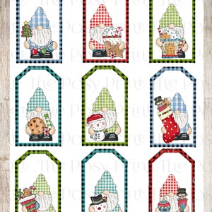 Gnome Tags Editable Gnomie Christmas Tags Buffalo Plaid - Etsy