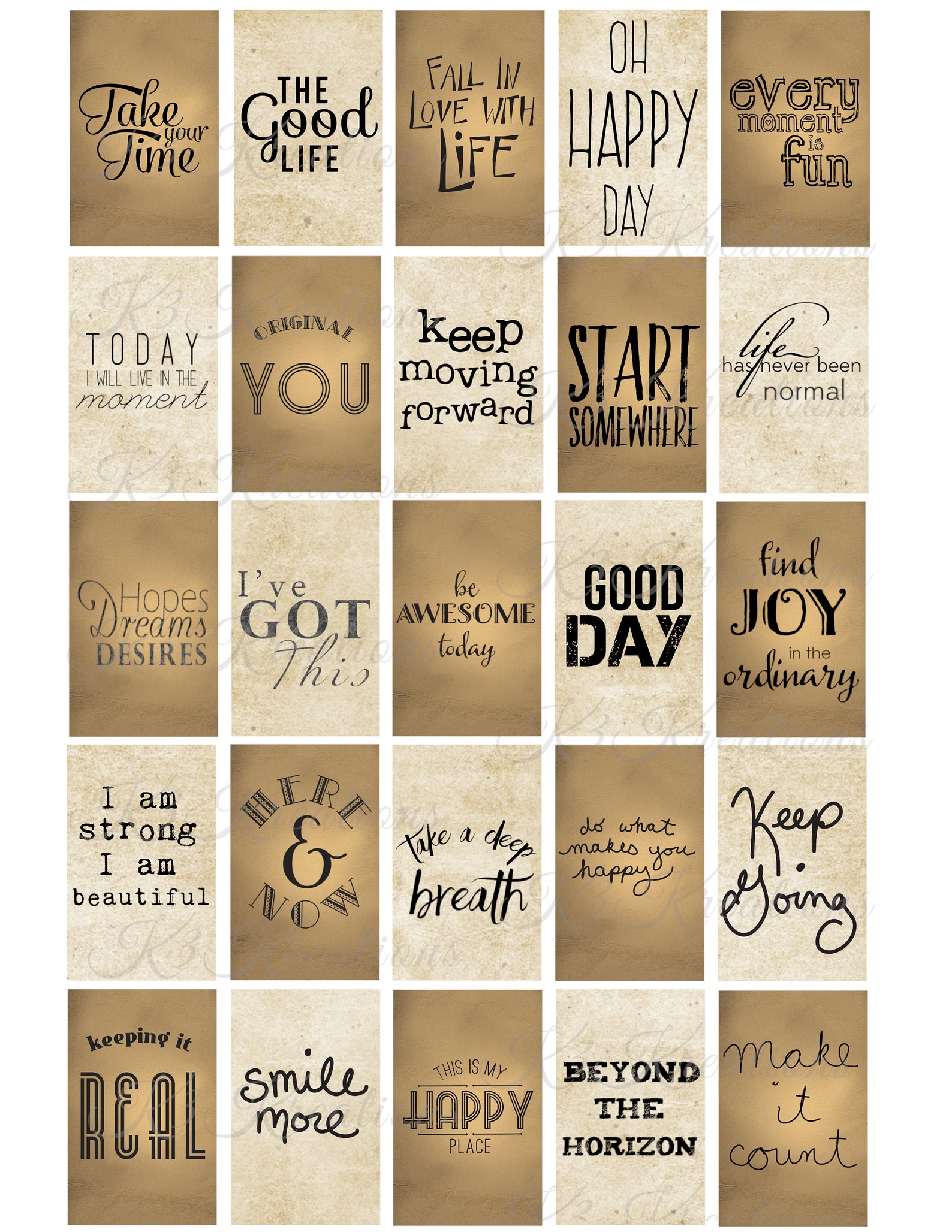 25 Inspirational Quotes 1.25x2 Digital Collage Sheet - Etsy