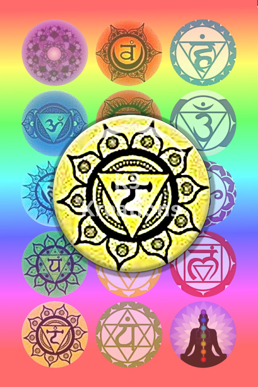 Chakras Meditation Collage Zen 1 Inch Digital Collage | Etsy