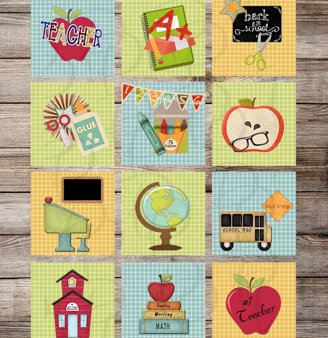 School Collage Back to School Teacher Books 2 Inch - Etsy