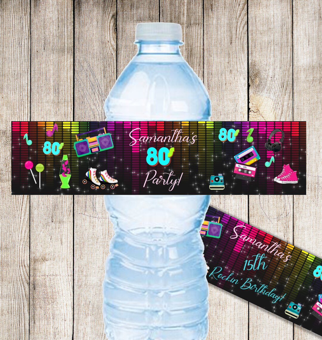 80's Invitation Water Bottle Labels, Back to the 80's, Any Age ...
