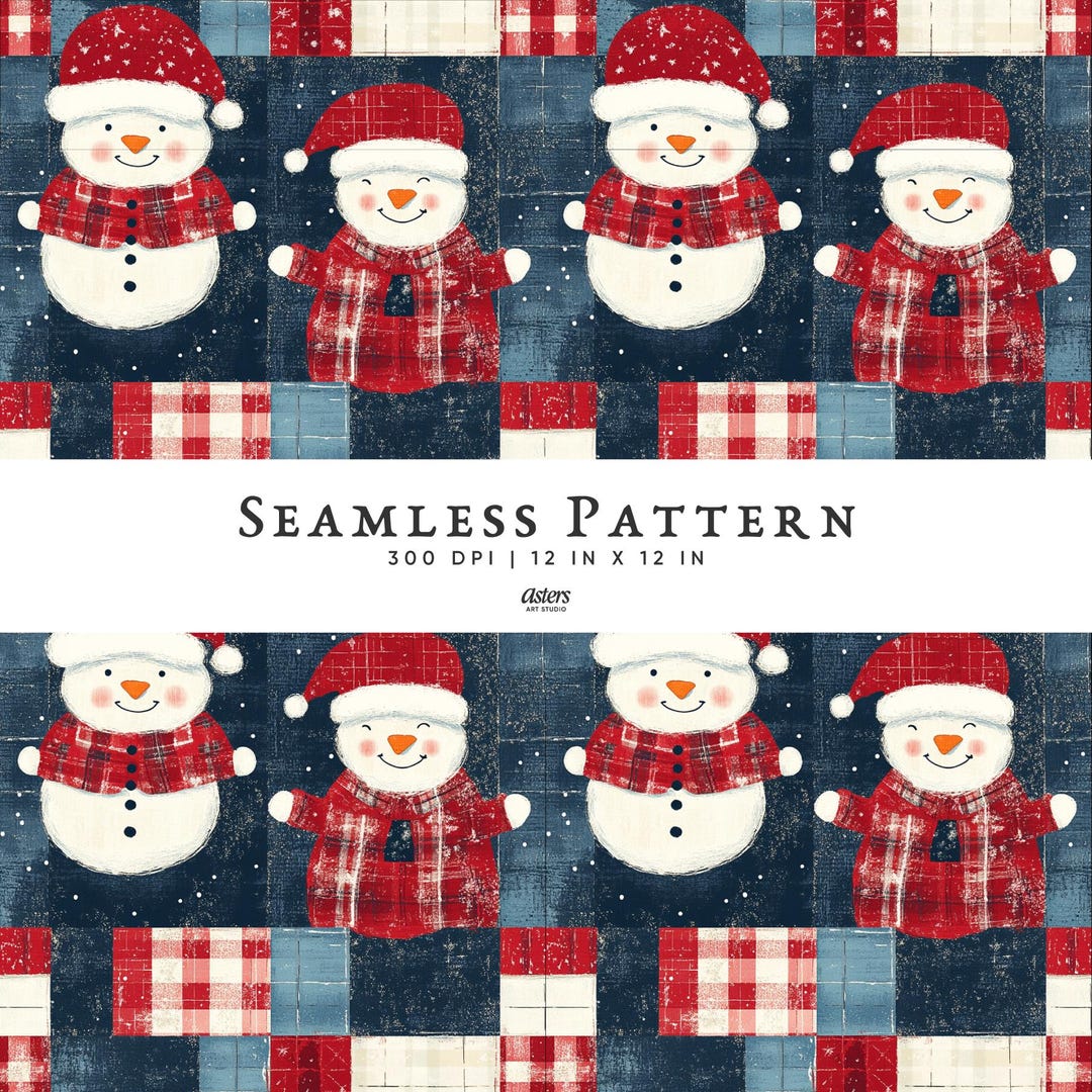 Snowman Digital Paper Christmas Snowman Seamless Pattern Winter Snowman ...