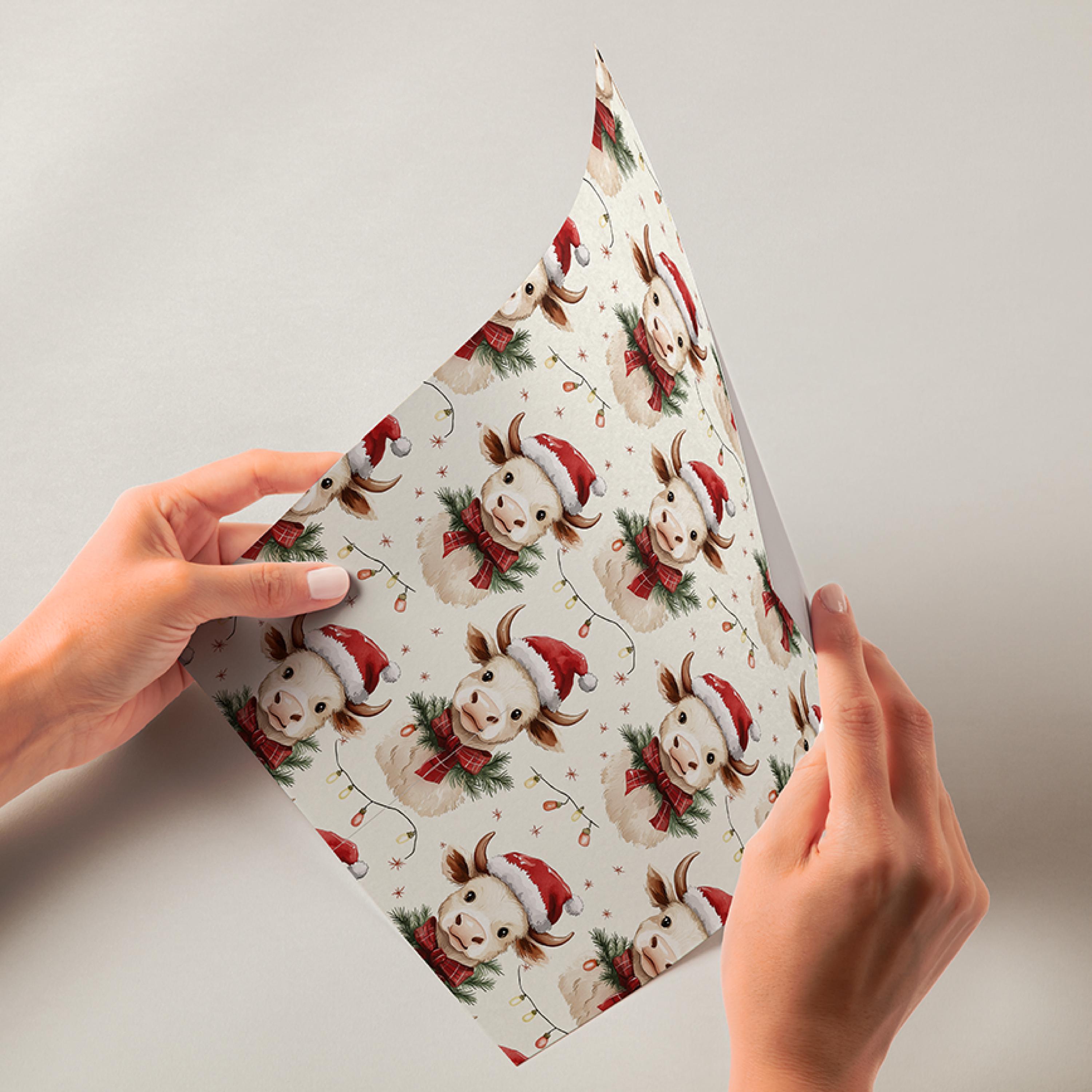 Highlander Cow Christmas Paper Digital Pattern Highland Cow Pattern ...