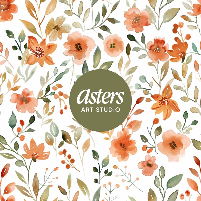 Fall Ditsy Floral Pattern Fall Floral Seamless Print Autumn Digital ...