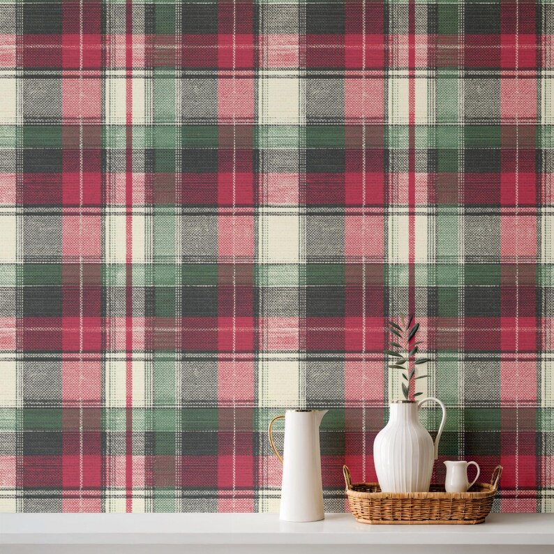 Christmas Plaid Seamless Pattern Red and Green Tartan Digital Paper ...