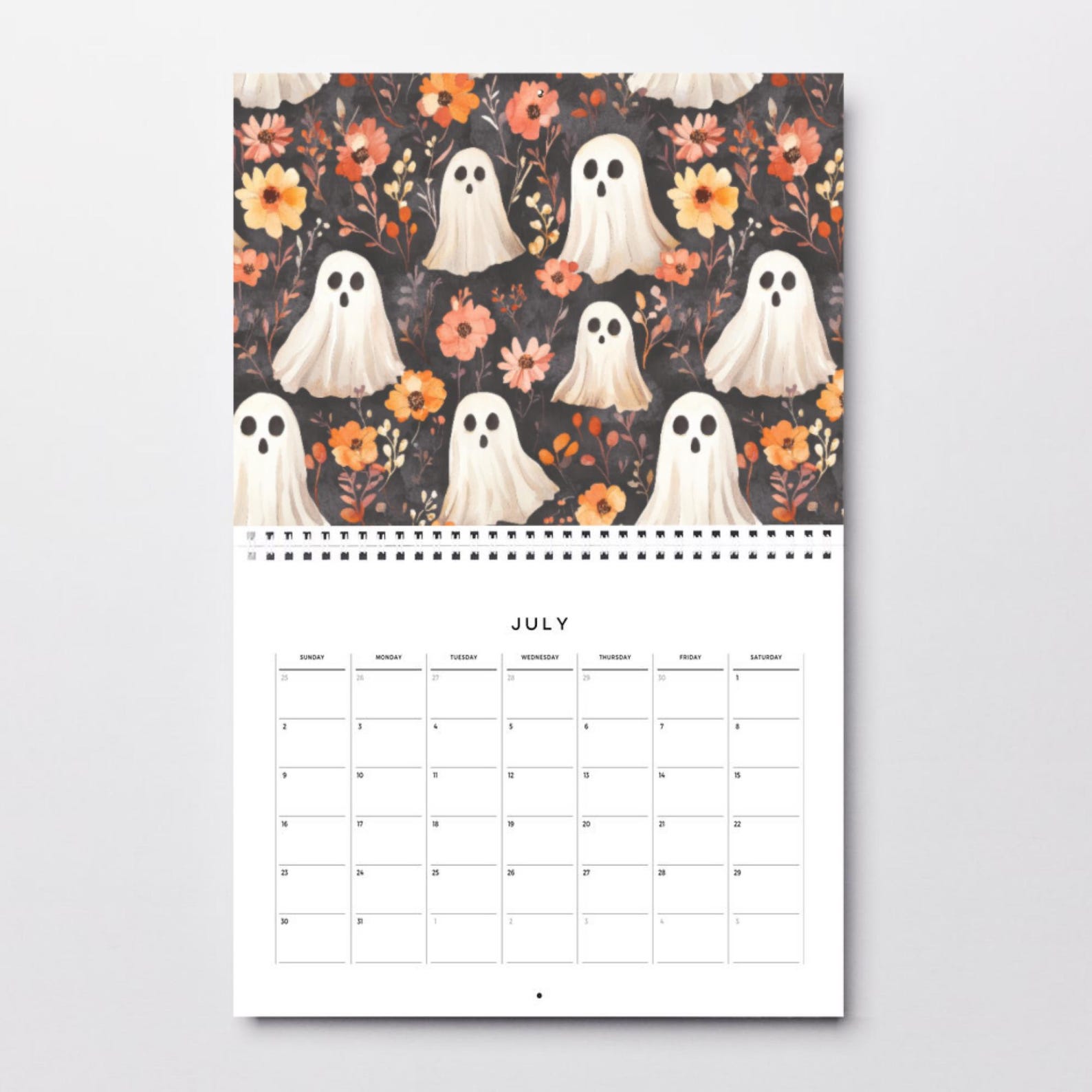 Halloween Ghost Floral Seamless Pattern, Spooky Cute Autumn Digital ...