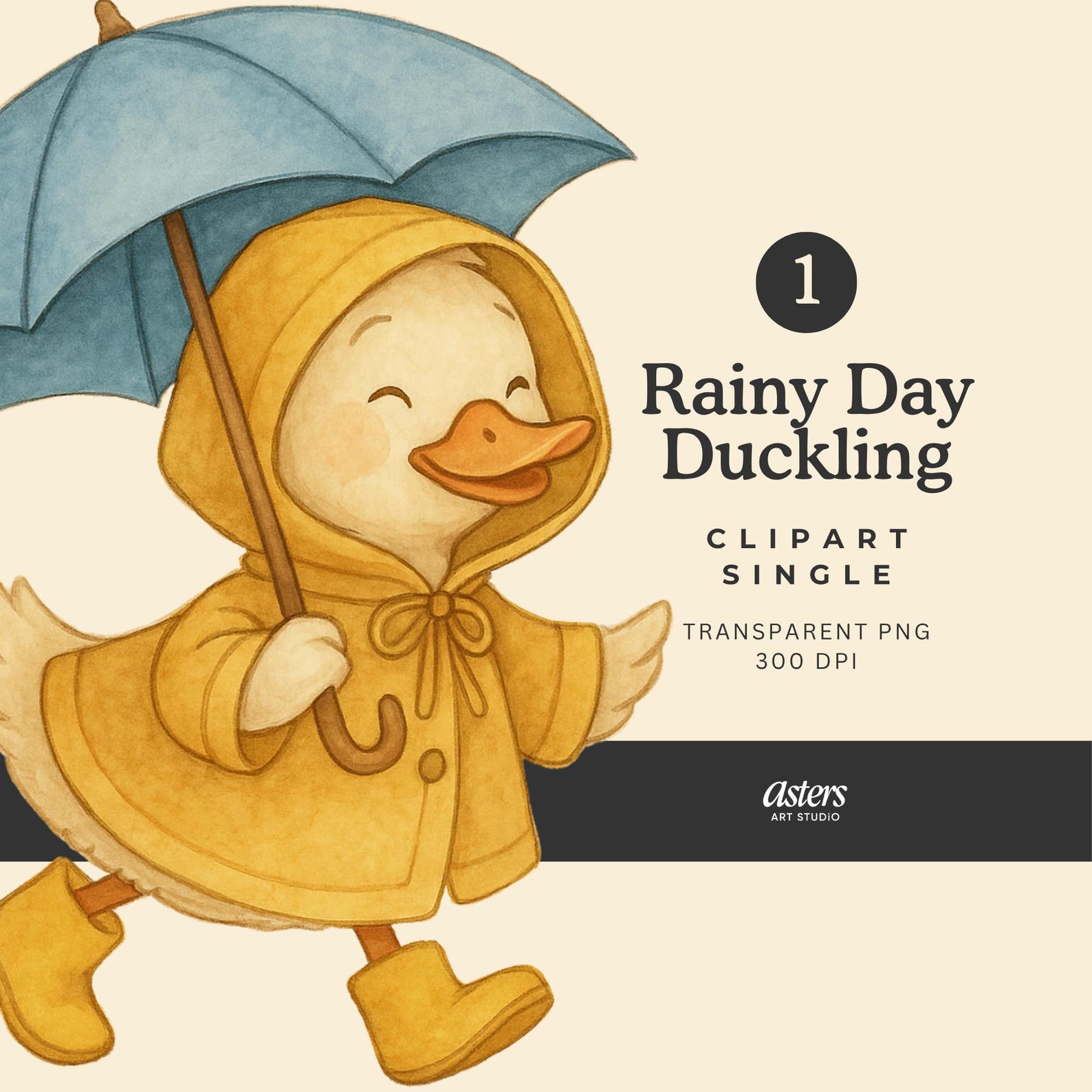 Rainy Day Duckling Clipart Single PNG, Cute Baby Duck in Raincoat With ...