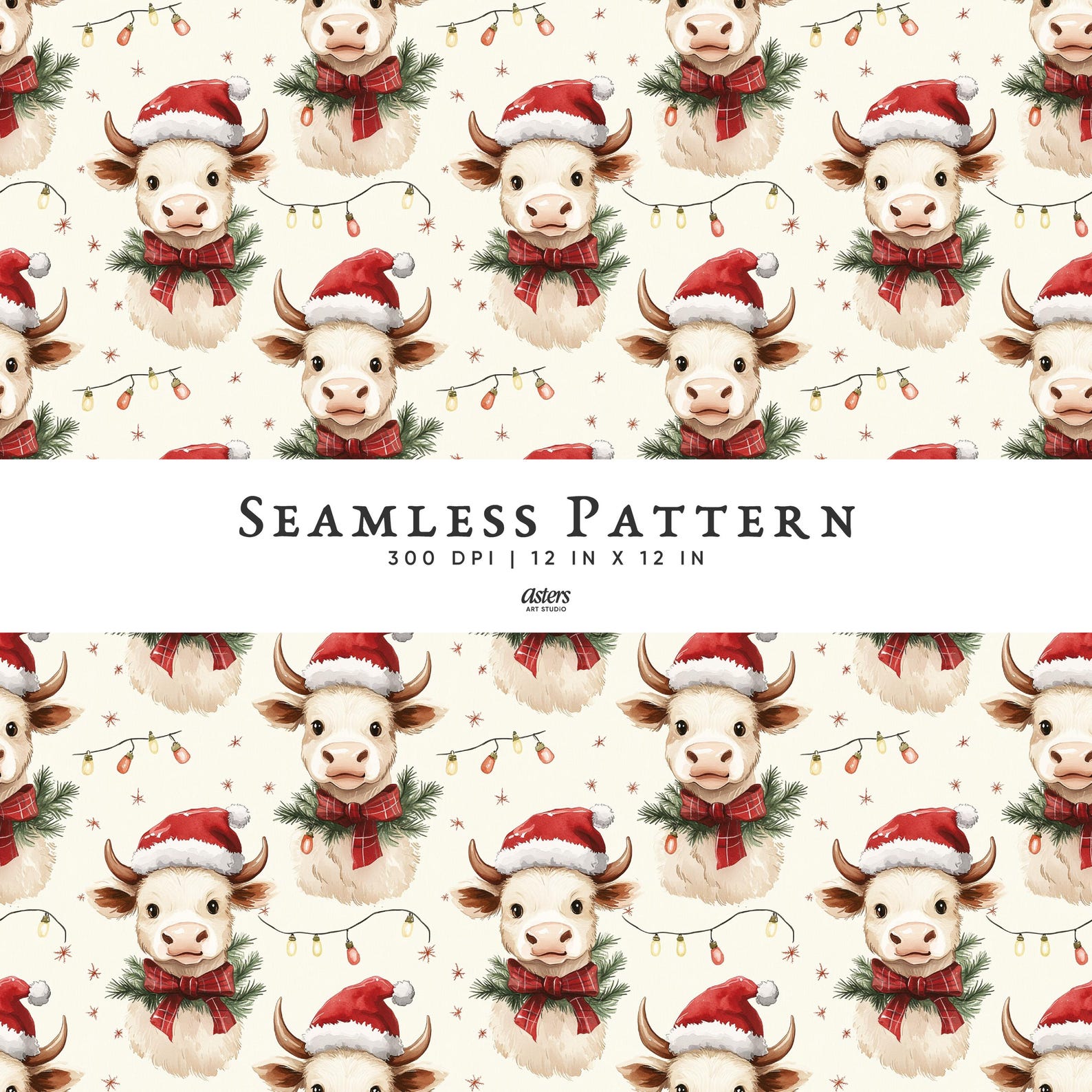 Highlander Cow Christmas Paper Digital Pattern Highland Cow Pattern ...