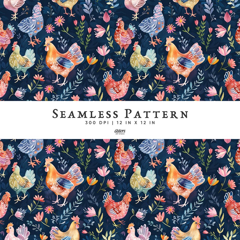 Seamless Chicken Pattern Roosters Pattern Chickens Seamless Background ...