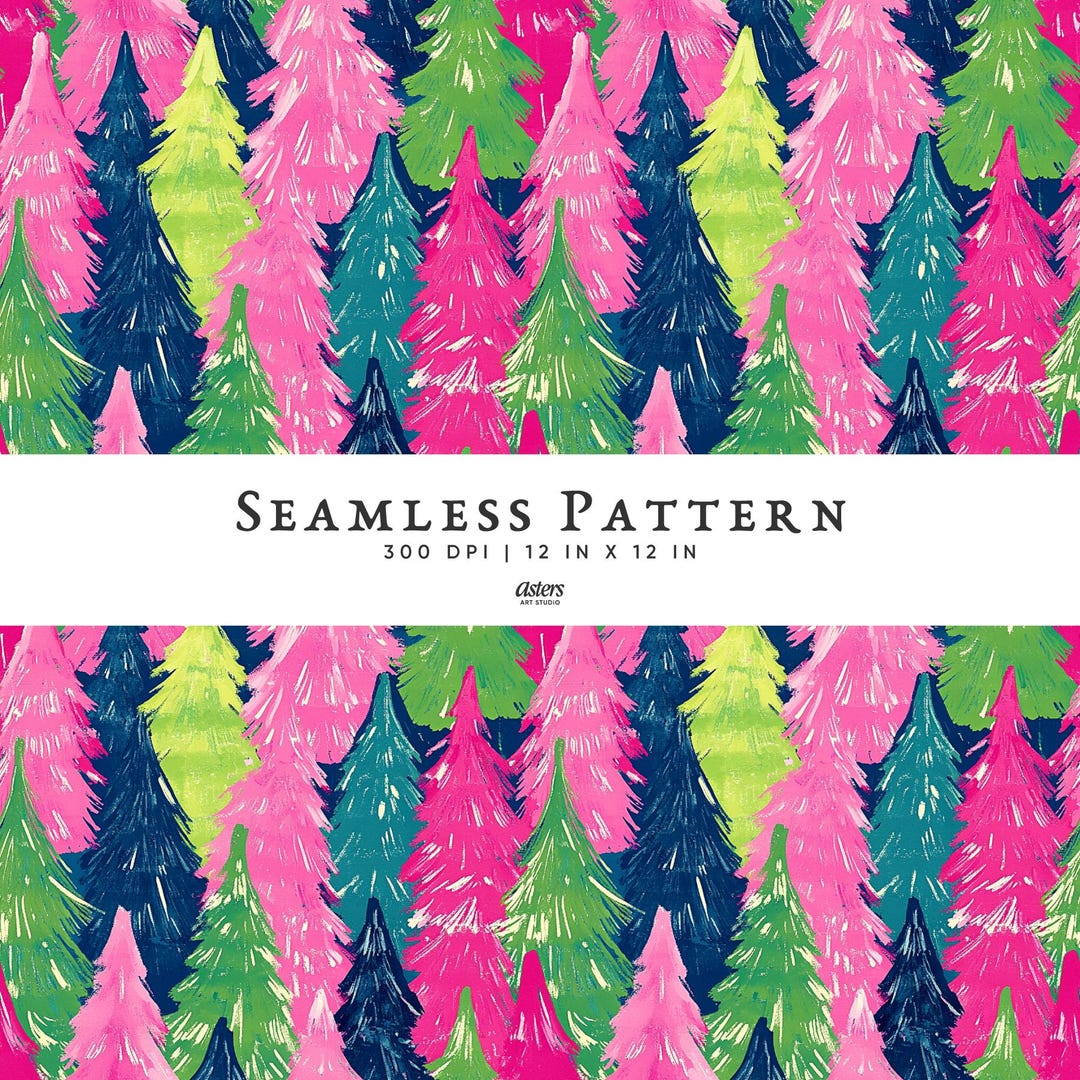 Preppy Christmas Trees Seamless Pattern Christmas Trees Digital Paper ...