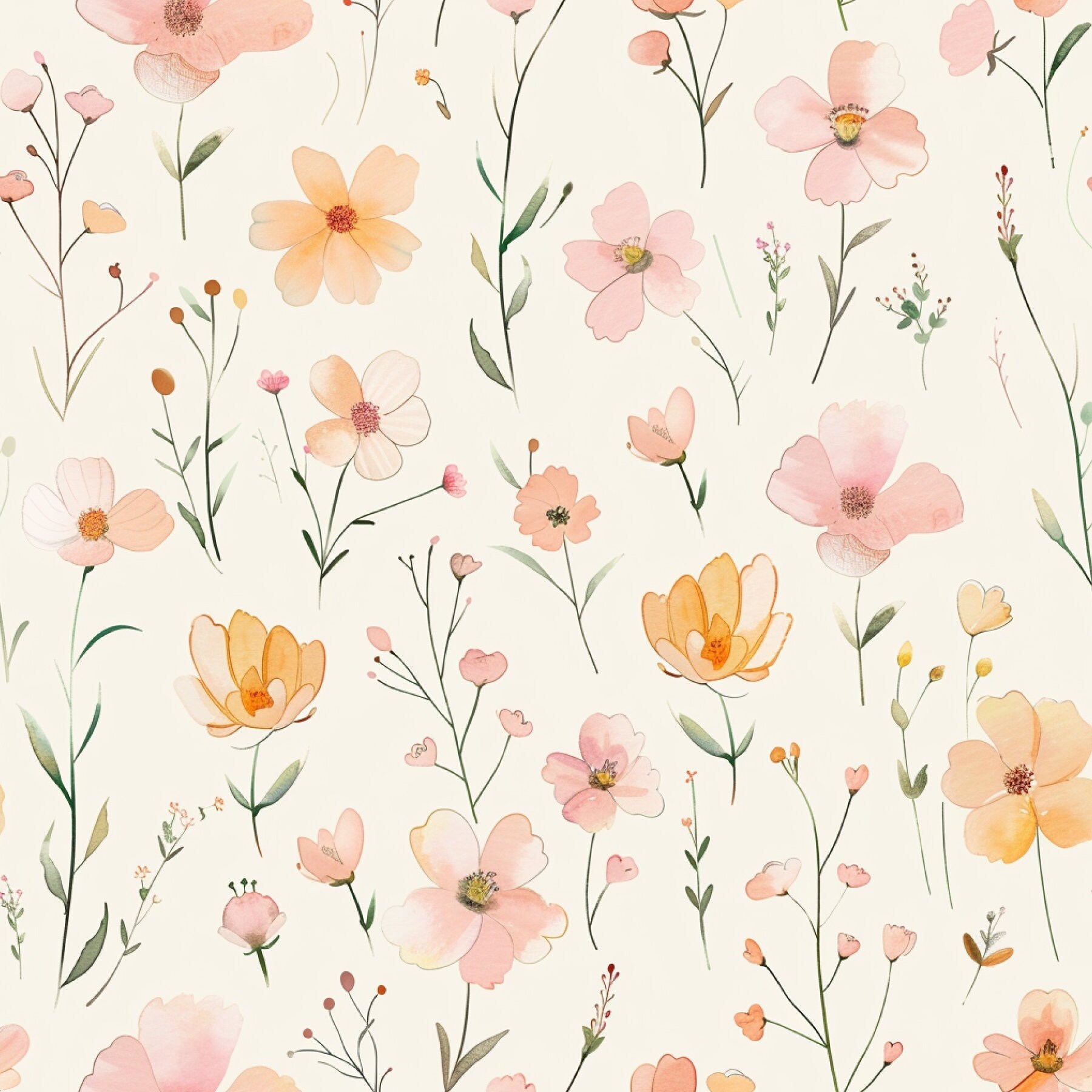 Pink Dainty Wildflowers Seamless Pattern Pink Floral Digital Paper ...