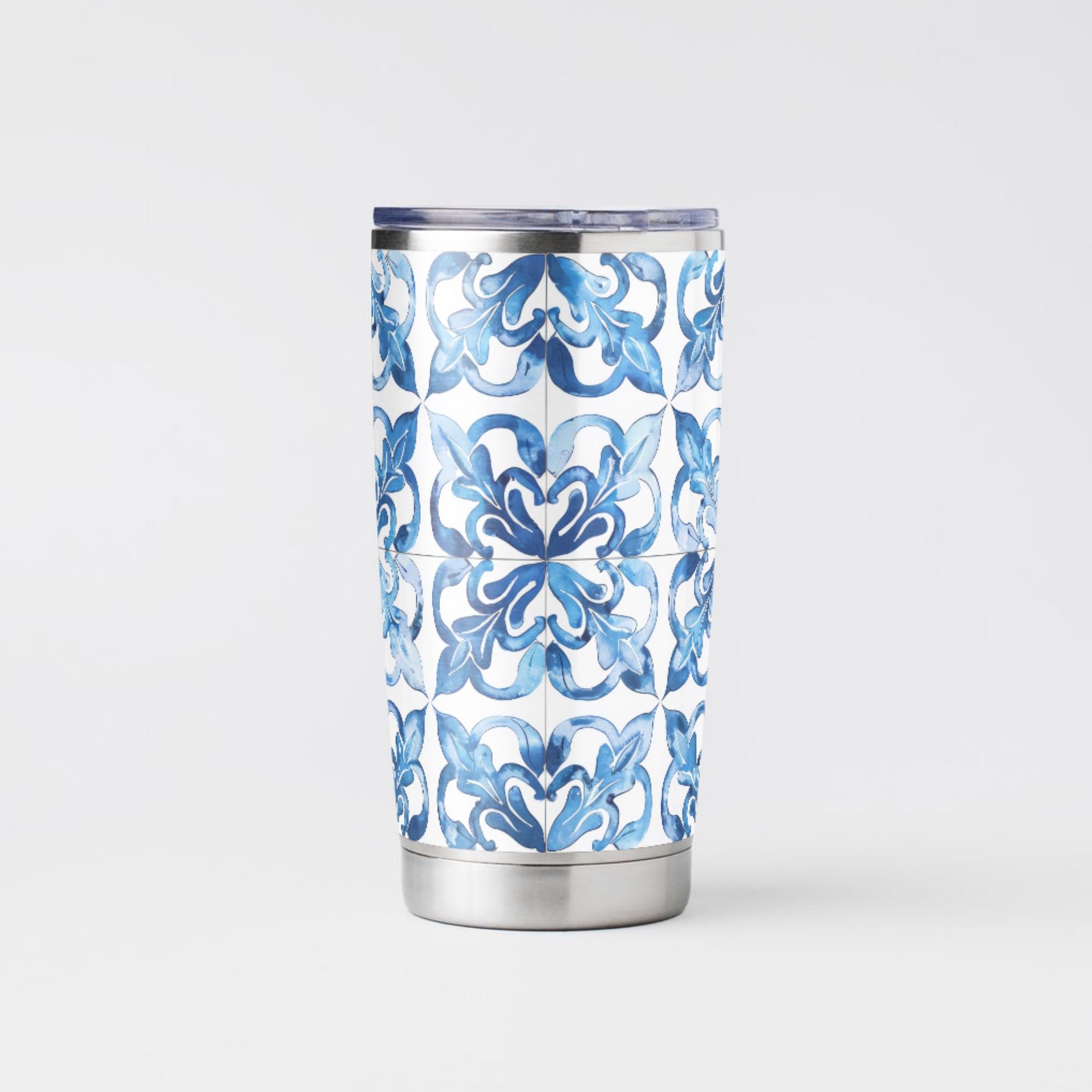Mediterranean Blue Tile Seamless Pattern, Watercolor Azulejo Digital ...