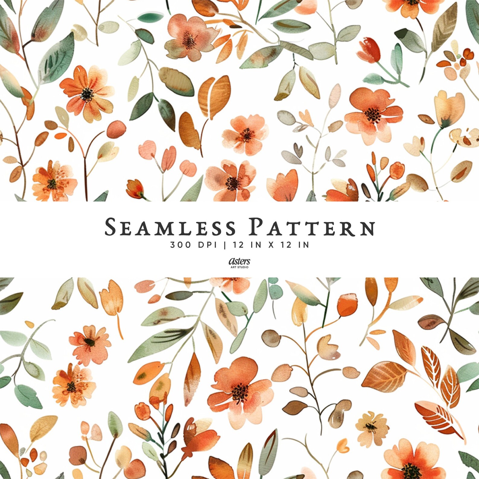Fall Ditsy Floral Pattern Fall Floral Seamless Print Autumn Digital ...
