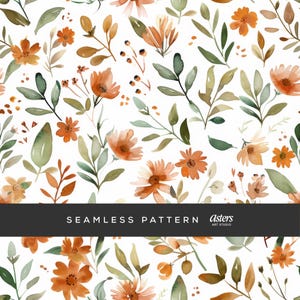 Fall Ditsy Floral Pattern Fall Floral Seamless Print Autumn Digital ...
