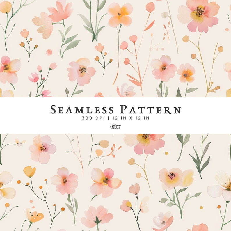 Pink Dainty Wildflowers Seamless Pattern Pink Floral Digital Paper ...
