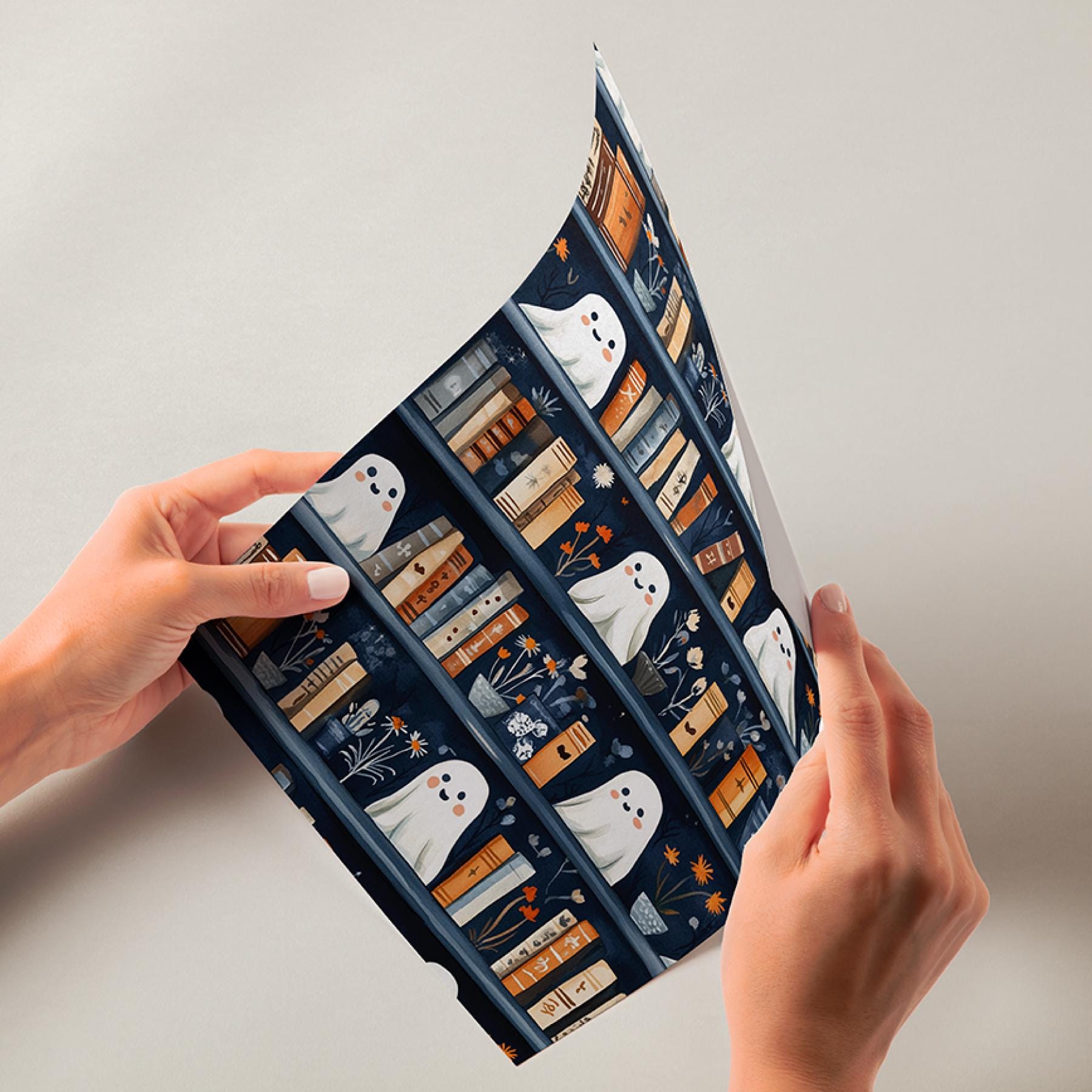 Ghost Book Seamless Pattern Bookish Ghost Digital Paper Book Lover ...