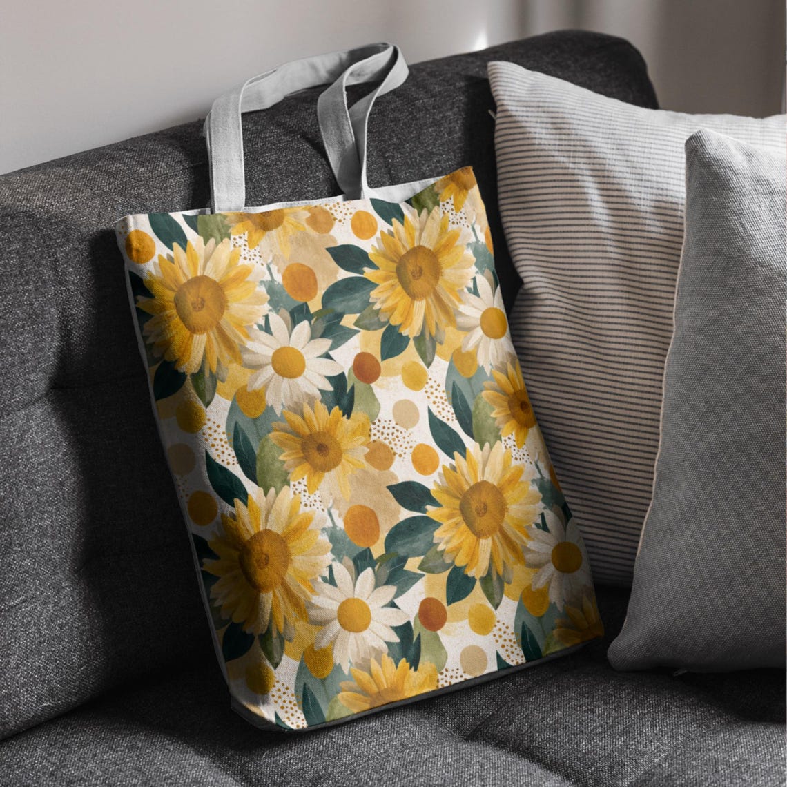Seamless Sunflowers and Daisy Pattern, 70s Retro Floral Digital Paper ...