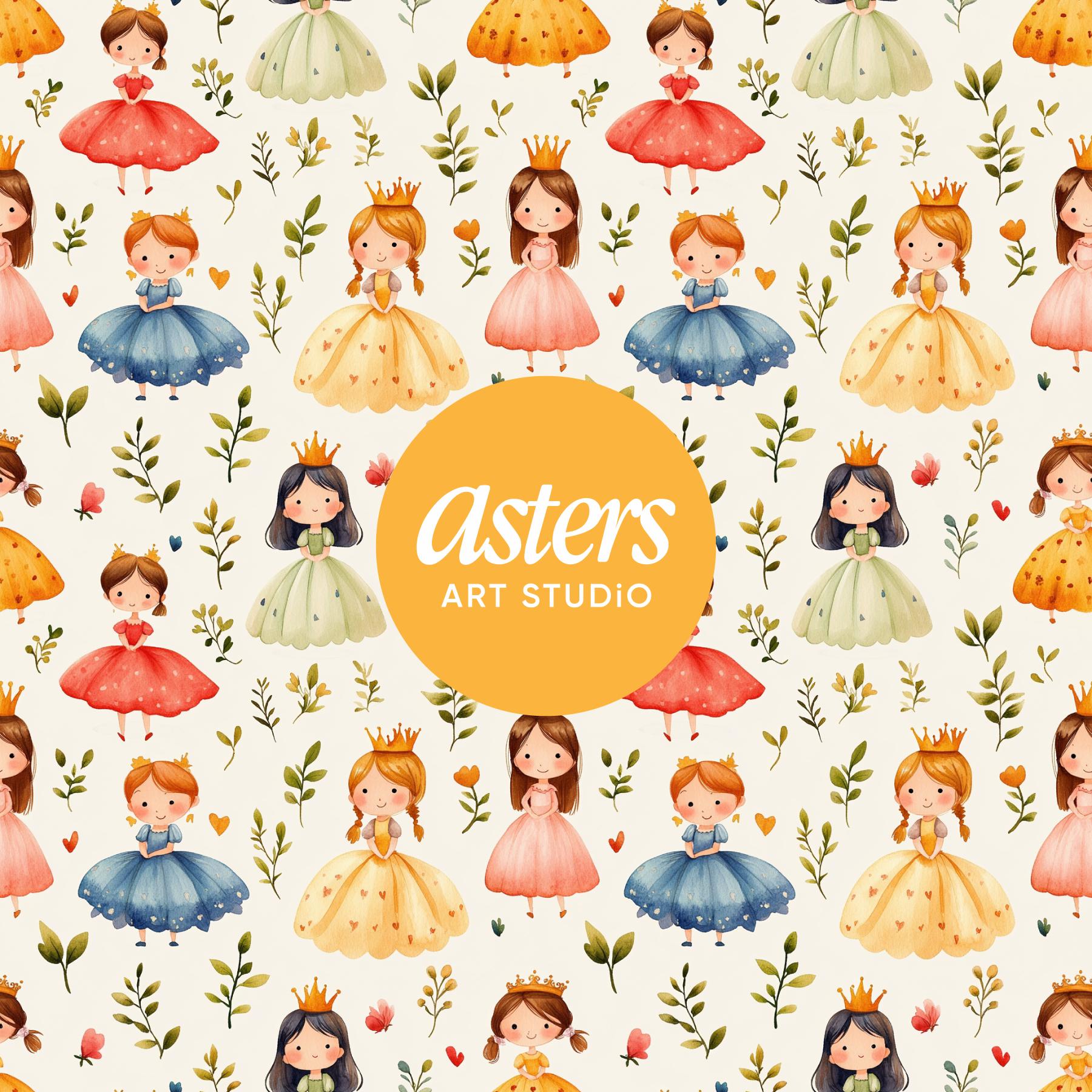 Fairytale Princess Digital Paper Girl Seamless Pattern Princess Nursery ...