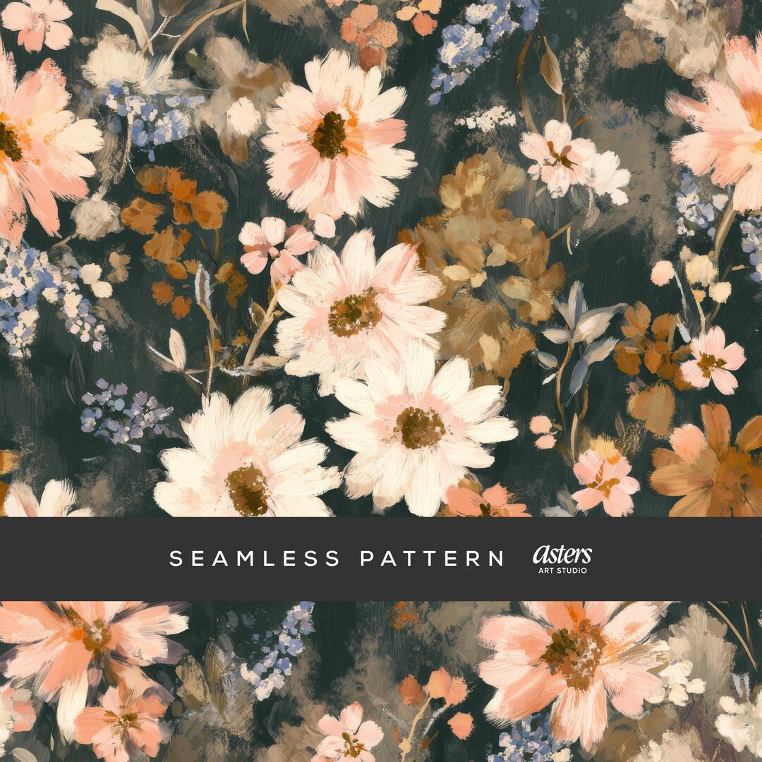 Muted Fall Wildflower Seamless Pattern, Boho Botanical Digital Paper ...