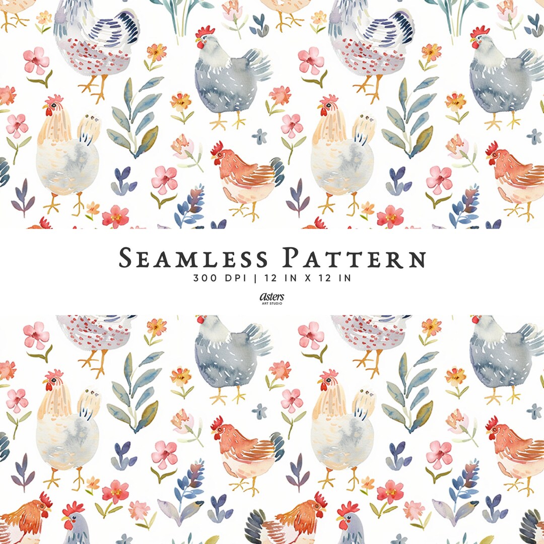 Seamless Chicken Pattern Roosters Pattern Chickens Seamless Background ...