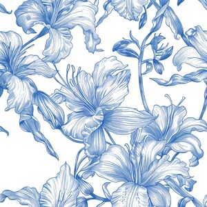 Seamless Pattern Toile De Jouy Blue Chinoiserie Pattern Blue Toile ...