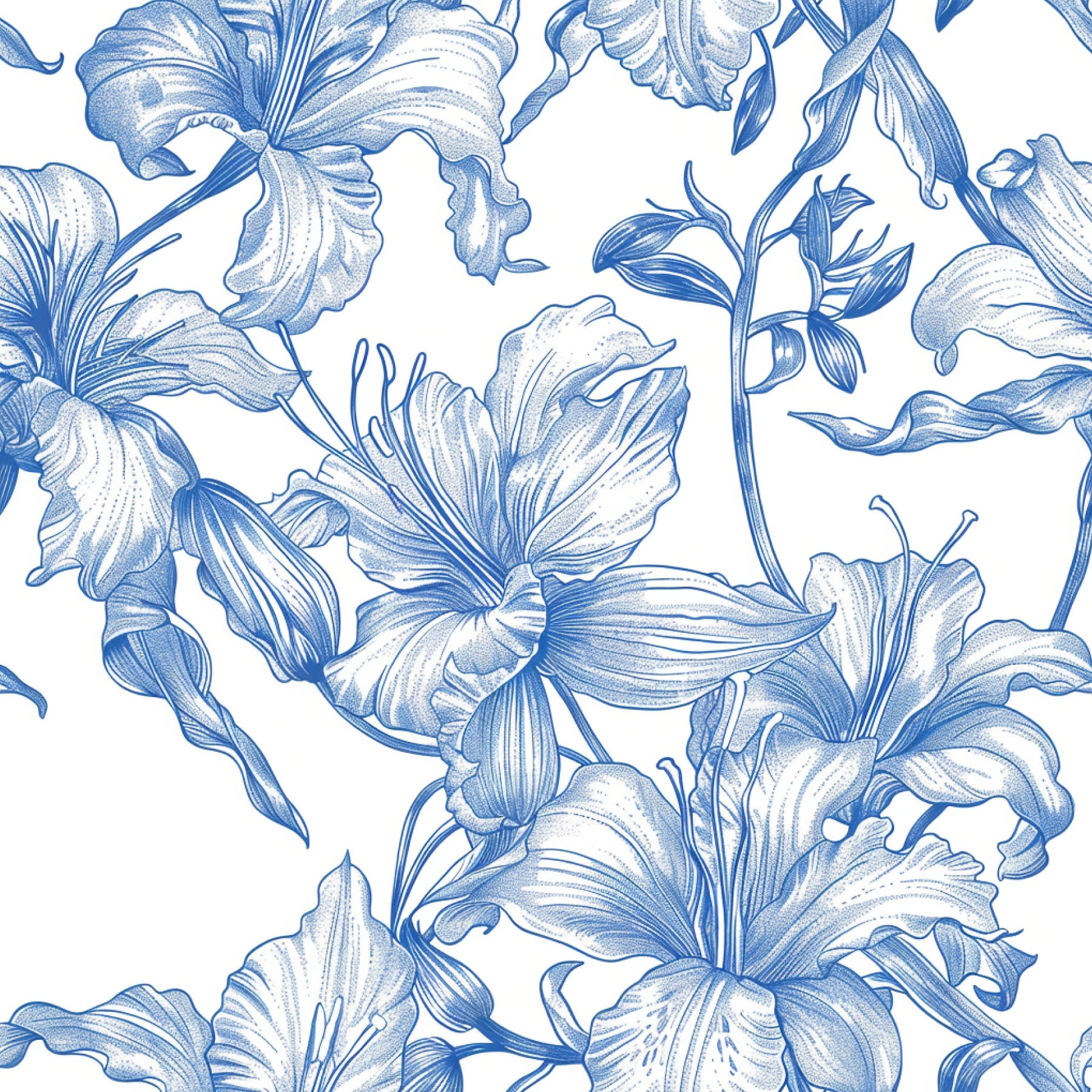 Seamless Pattern Toile De Jouy Blue Chinoiserie Pattern Blue Toile ...