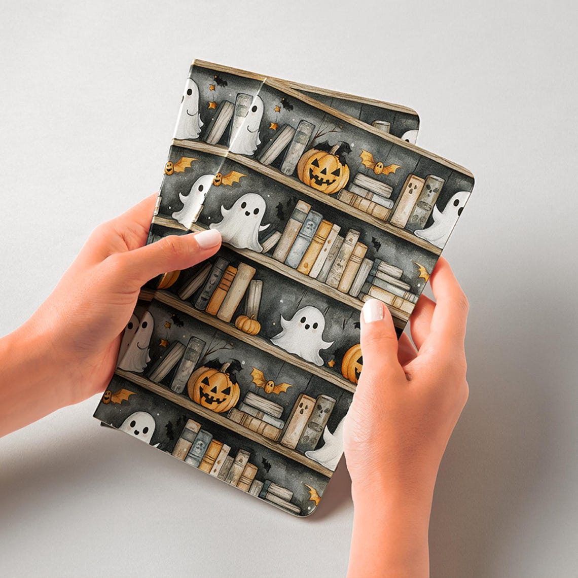 Bookish Ghost Seamless Pattern Haunted Library Digital Paper Book Lover ...