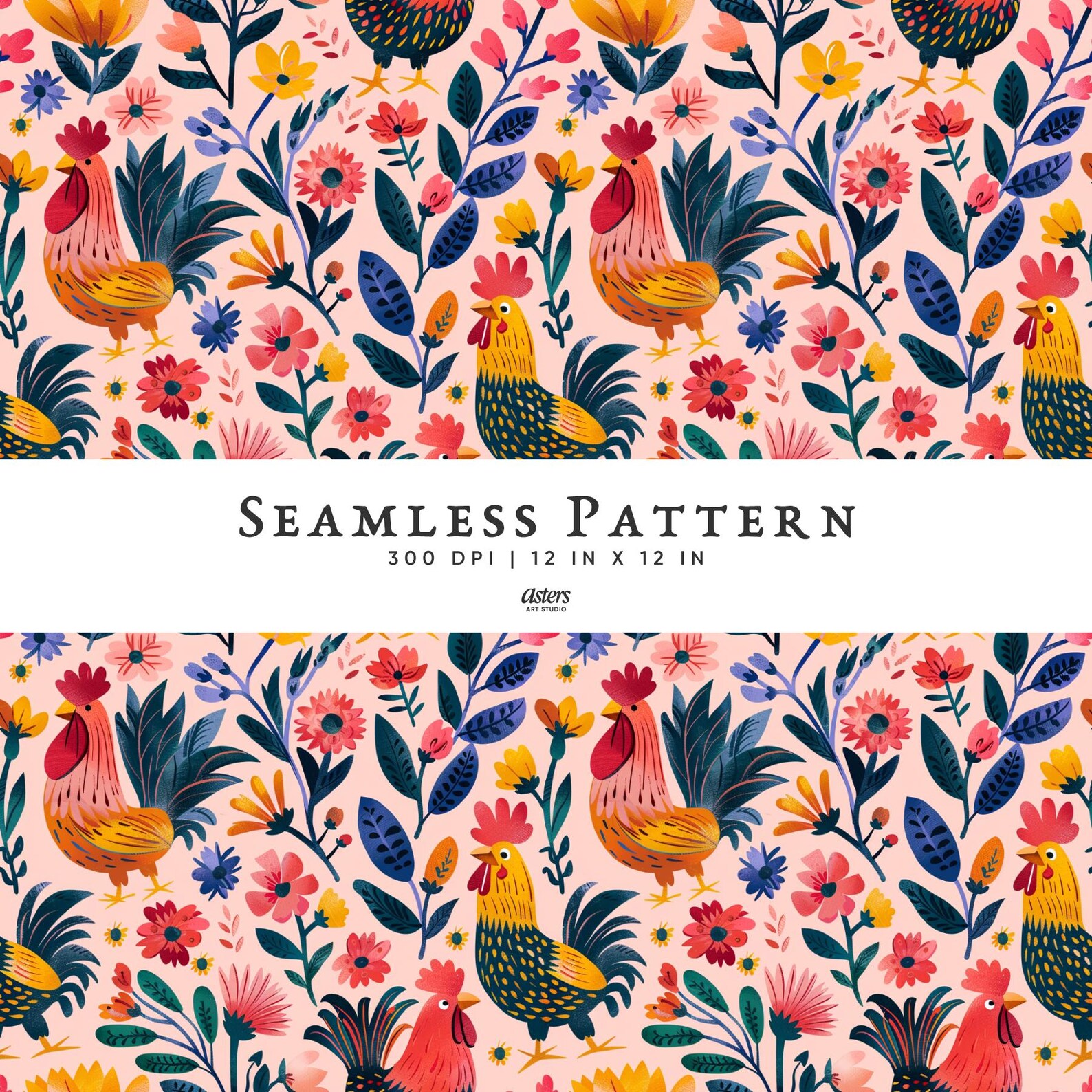 Seamless Chicken Pattern Roosters Pattern Chickens Seamless Background ...