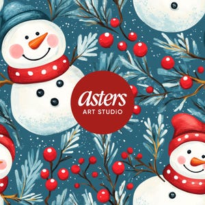 Christmas Snowman Digital Paper Snowman Seamless Pattern Winter Snowman ...