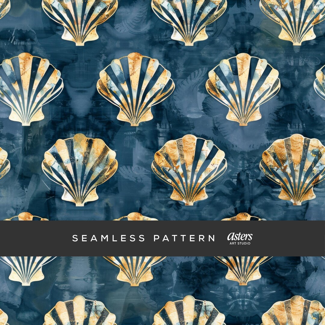 Oceancore Shell Seamless Pattern Coastal Nautical Digital Paper ...