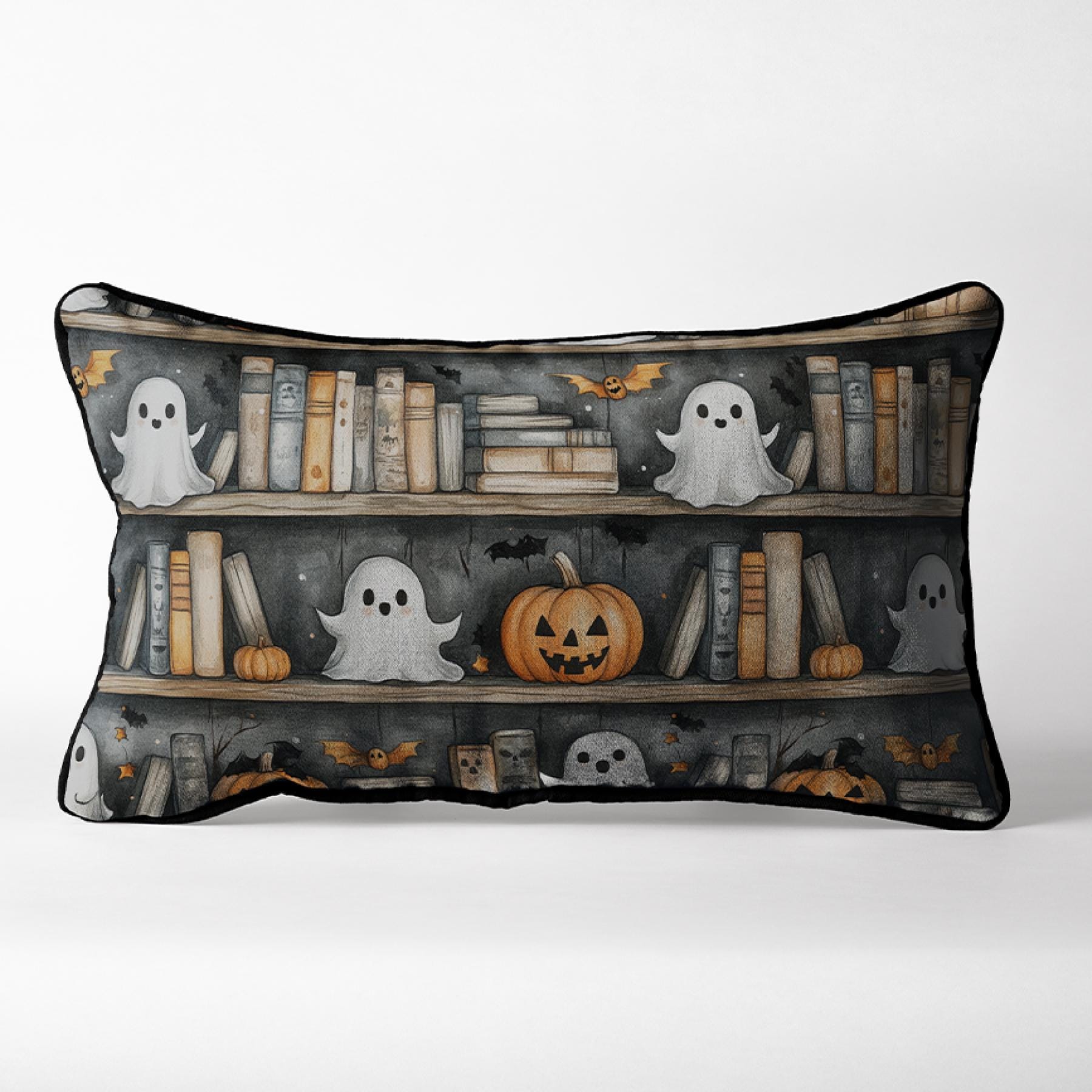 Bookish Ghost Seamless Pattern Haunted Library Digital Paper Book Lover ...