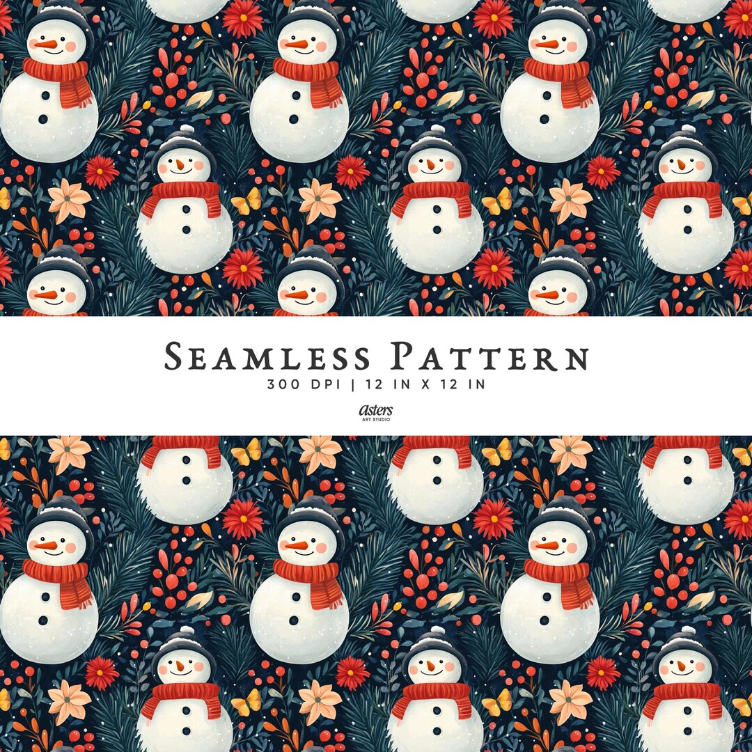 Snowman Seamless Pattern, Christmas Snowman Digital Paper, Winter ...