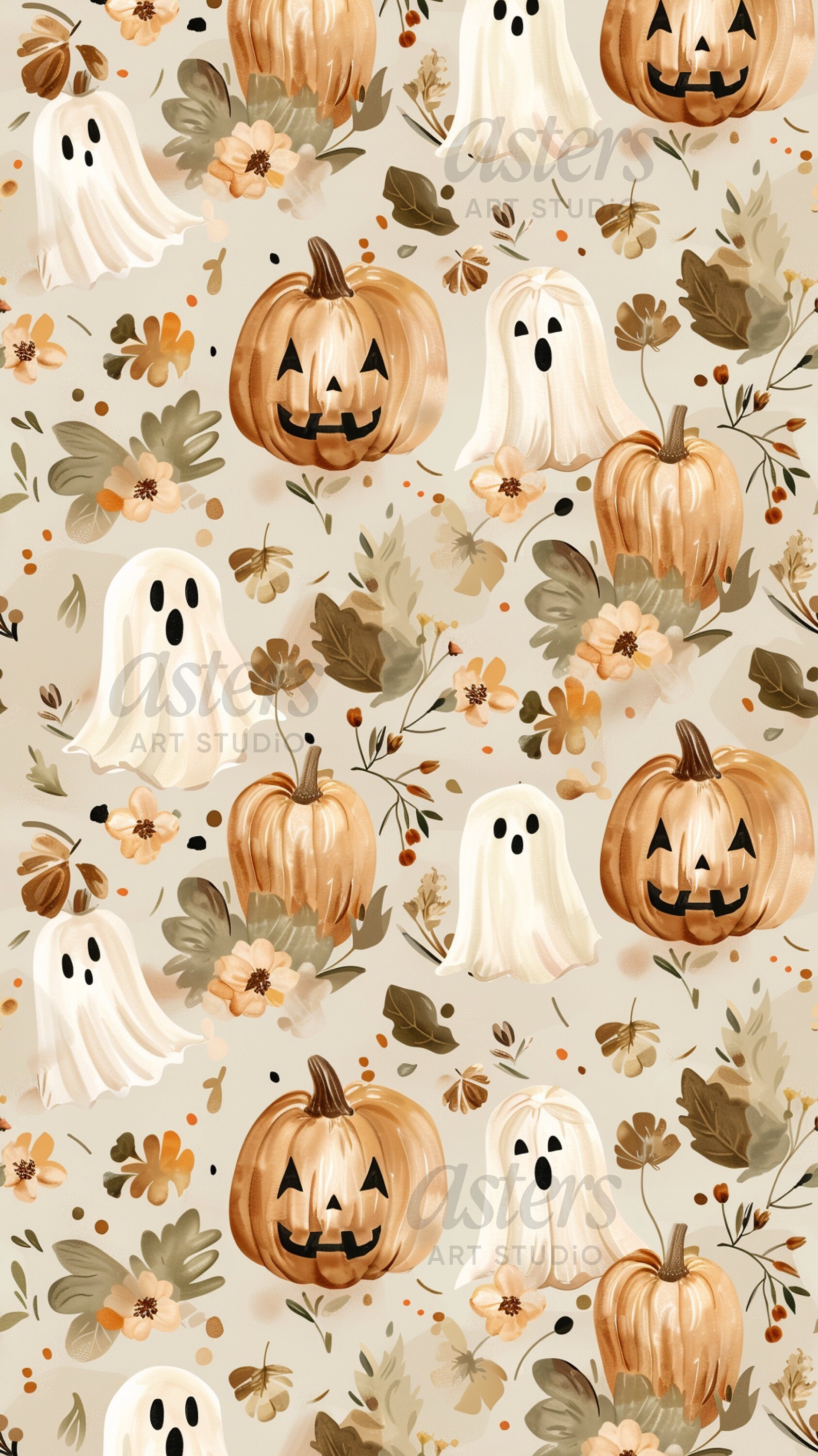 Boho Halloween Seamless Pattern, Boho Pattern, Halloween Pumpkin ...
