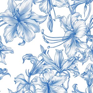 Seamless Pattern Toile De Jouy Blue Chinoiserie Pattern Blue Toile ...