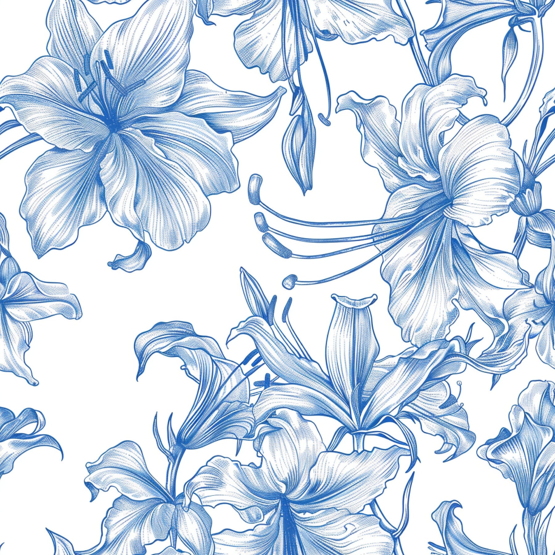 Seamless Pattern Toile De Jouy Blue Chinoiserie Pattern Blue Toile ...