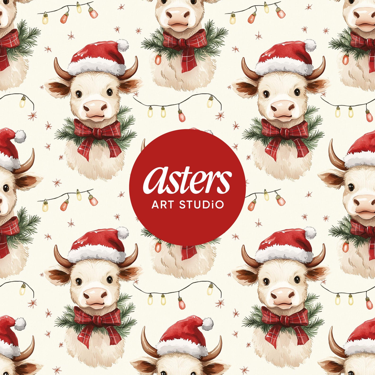 Highlander Cow Christmas Paper Digital Pattern Highland Cow Pattern ...