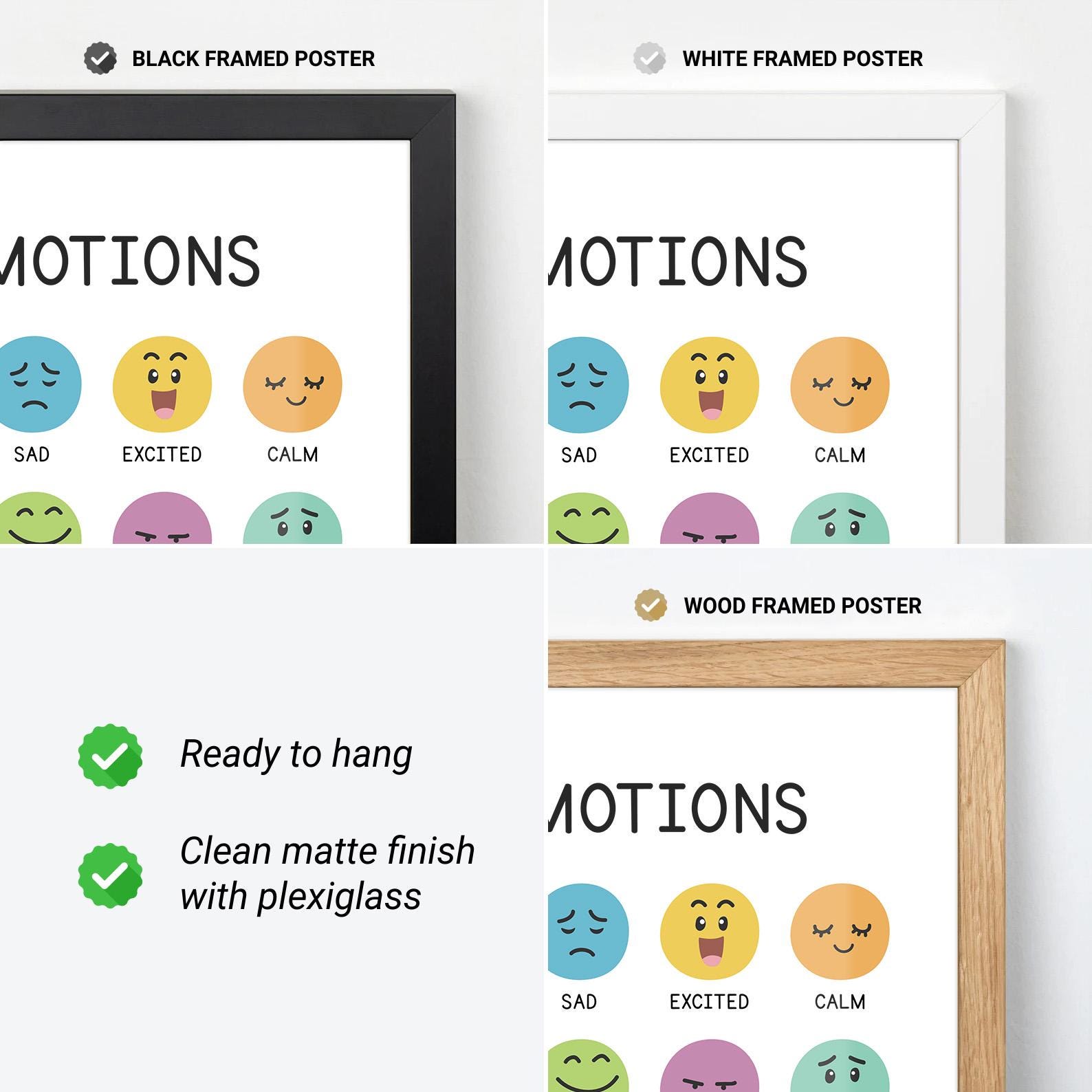 Calm Corner Emotions Poster, Feelings Chart Print, Homeschool Decor ...