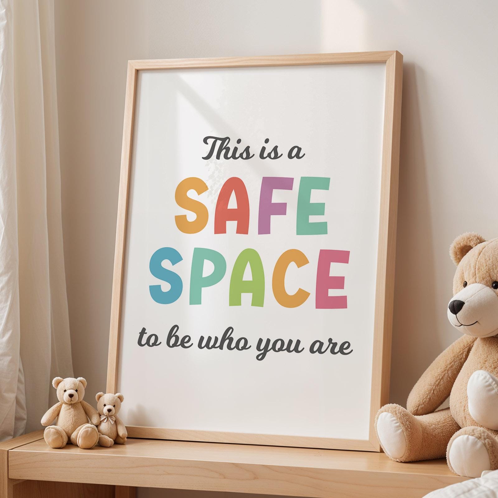 Safe Space Poster for Kids, Positive Classroom Wall Art, Colorful ...